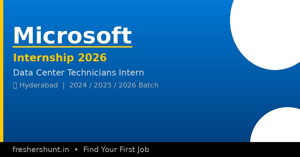 Microsoft Internship 2026 | Data Center Technicians Intern | Hyderabad ...