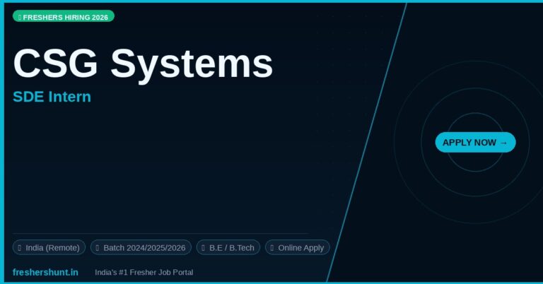 CSG Freshers Hiring 2026 | SDE Intern | India Remote — Apply Now ...