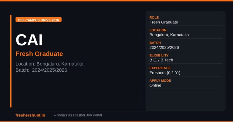 CAI Off Campus Drive 2026 | Fresh Graduate IT Analyst | Bengaluru ...