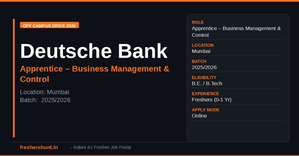 Deutsche Bank Apprentice Hiring 2026 | NATS Apprenticeship | Mumbai ...