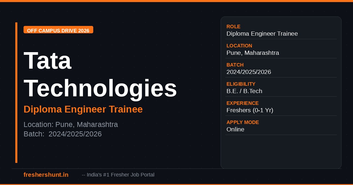 Tata Technologies Off Campus Drive 2026 | Exciting Diploma Engineer ...