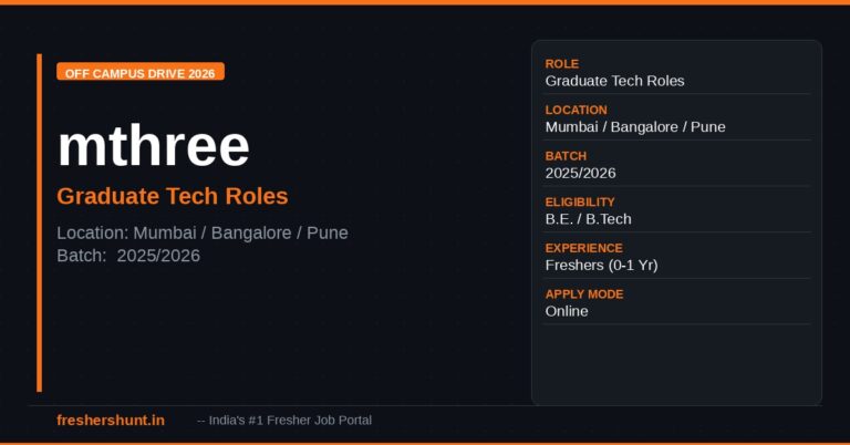 mthree Freshers Hiring 2026 | Graduate Tech Roles | Mumbai, Bangalore ...