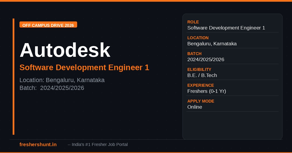 Autodesk Off Campus Drive 2026 | Software Development Engineer 1 ...