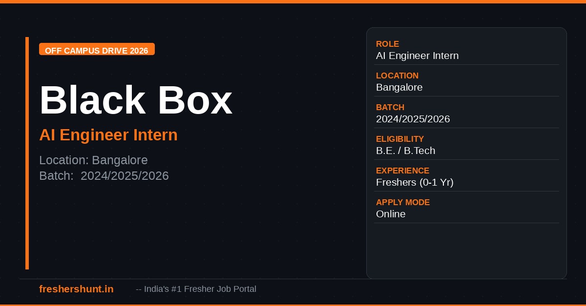 Black Box AI Internship 2026 | AI Engineer Intern | Bangalore — Apply ...