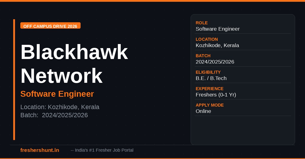 Blackhawk Network Off Campus Drive 2026 | Software Engineer | Kozhikode ...
