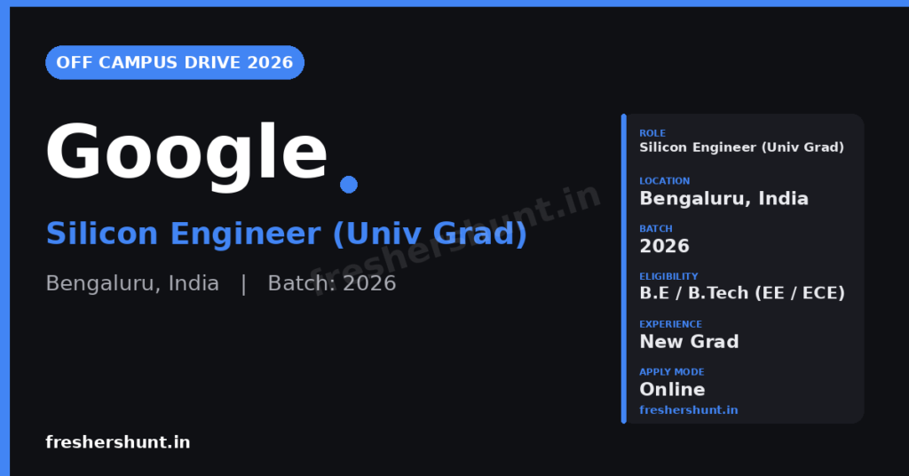 Google Off Campus Drive 2026 | Silicon Engineer | Bengaluru